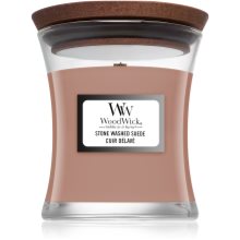 Woodwick Stone Washed Suede candela profumata con stoppino in legno ...