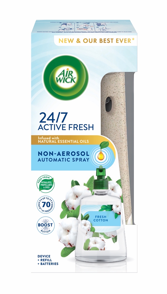 Air Wick Active Fresh Fresh Cotton automatisk luftfrisker med indhold | Dufte til hjemmet Air ...