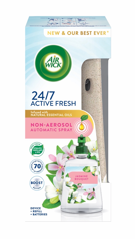 Air Wick Active Fresh Jasmine Bouquet automatisk luftfrisker med indhold | Dufte til hjemmet Air ...