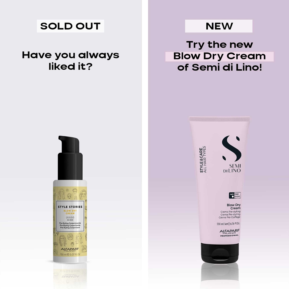 Alfaparf Milano Semi di Lino Style&Care Blow Dry Cream Time-saving Blow-dry Primer with Heat ...