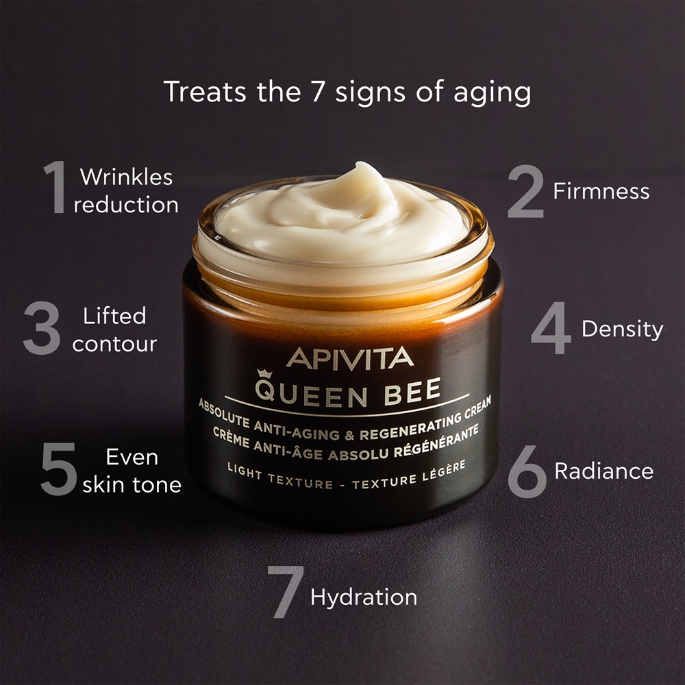 Apivita Queen Bee Cream Light Light Regenerating Cream with anti-ageing ...