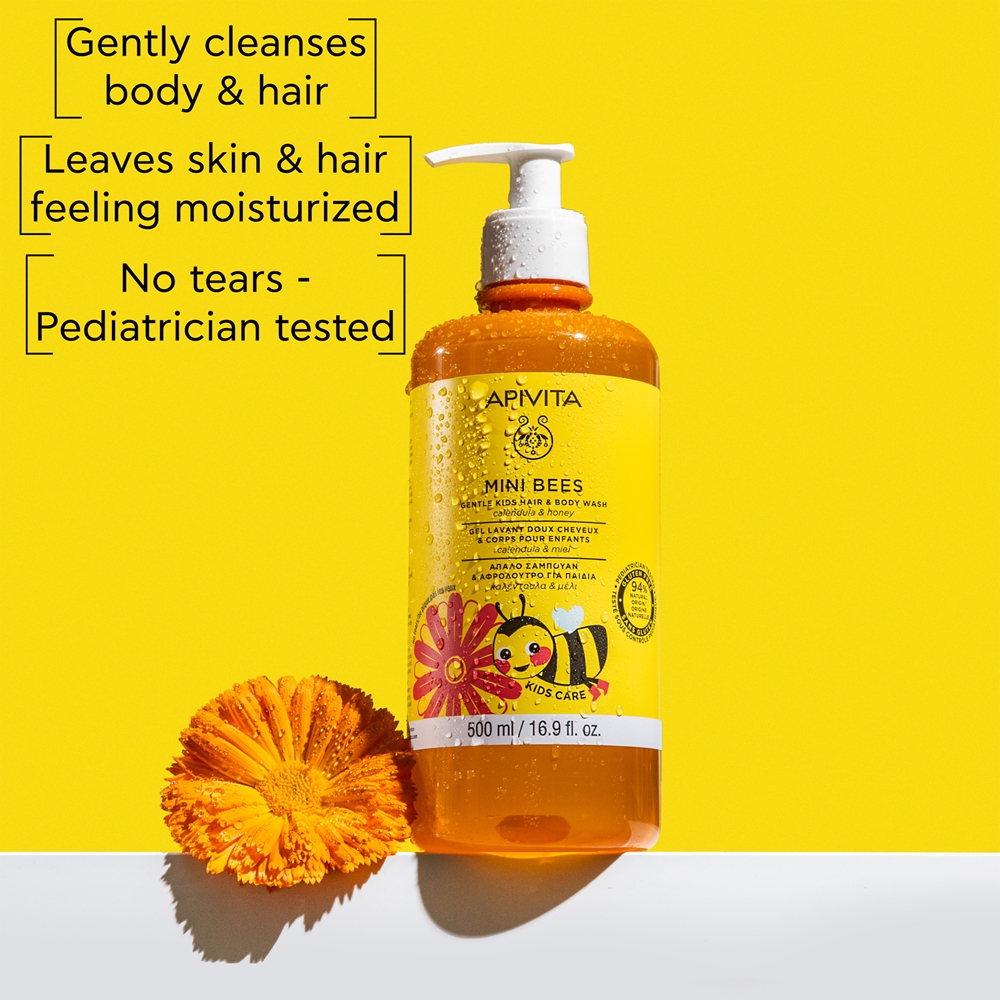 Apivita Mini Bees Gentle Kids Hair&Body wash Calendula&Honey ...