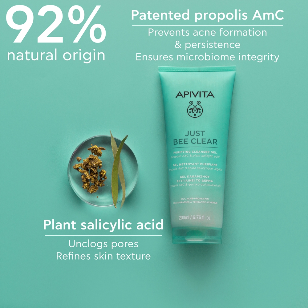 Apivita Just Bee Clear Purifying Cleanser Gel gel facial de limpeza antiacne | notino.pt