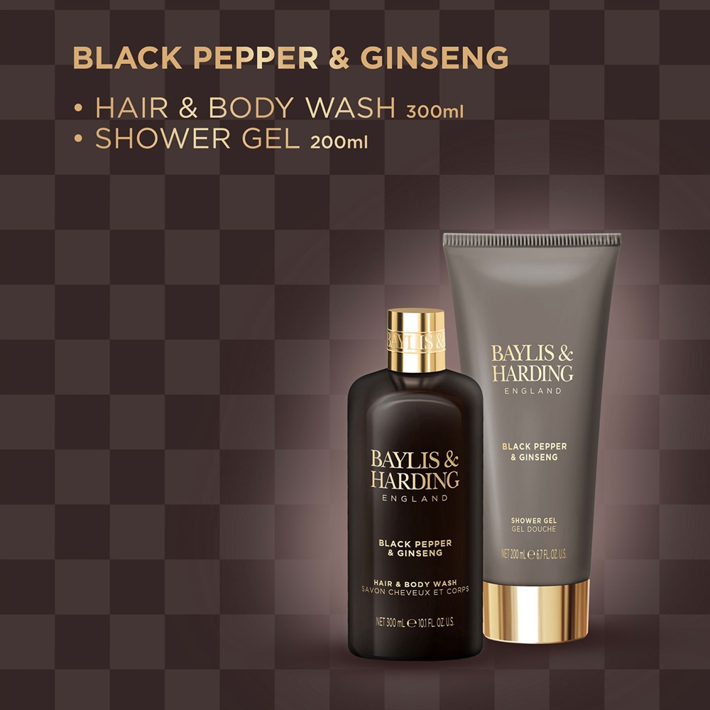 Baylis & Harding Black Pepper & Ginseng Gift Set for the shower for men ...