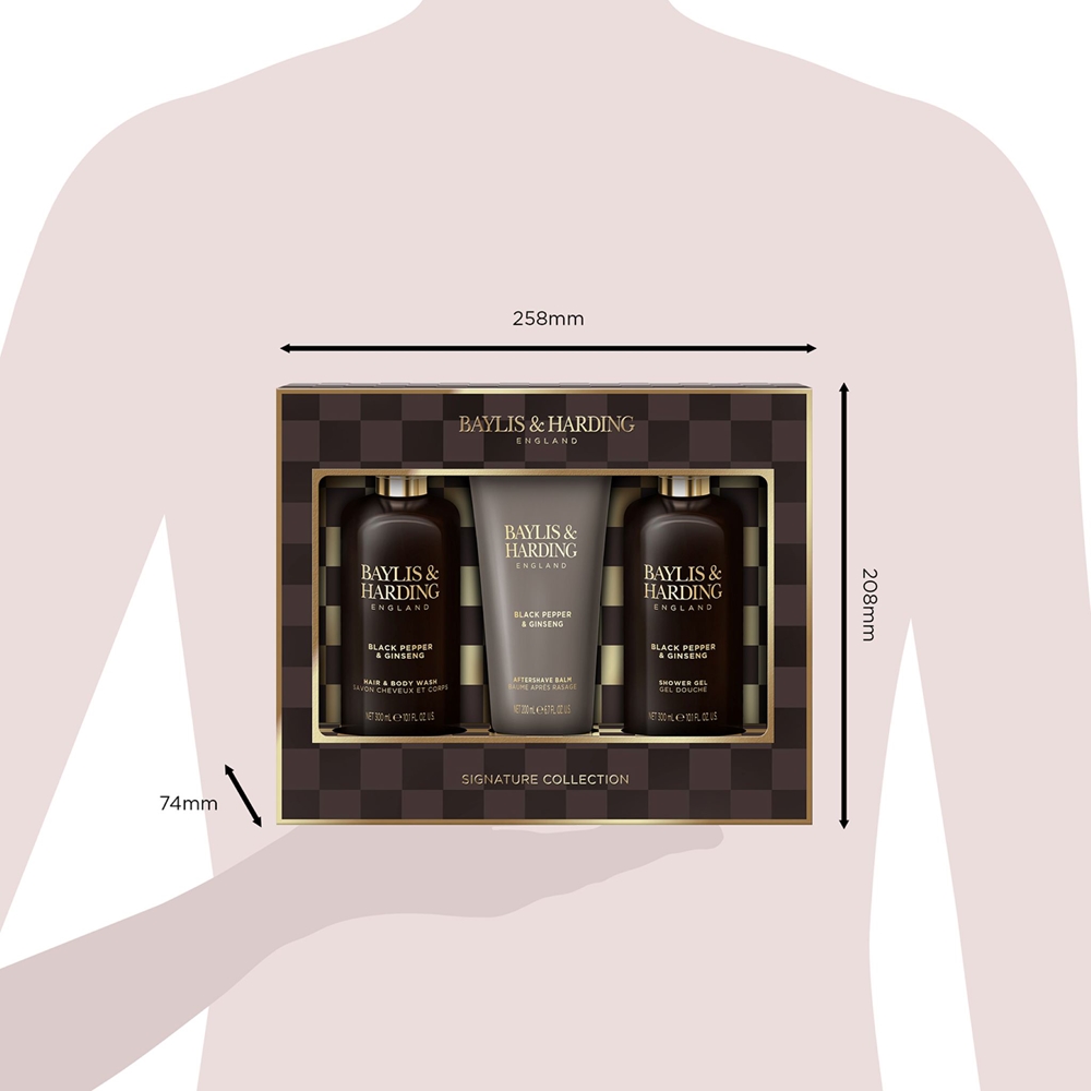 Baylis & Harding Black Pepper & Ginseng gift set for face, body and ...