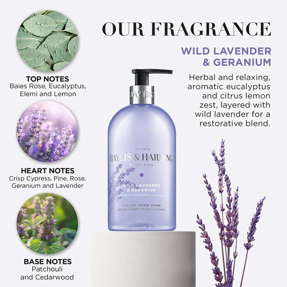 Baylis & Harding Wild Lavender & Geranium nestemäinen käsisaippua ...