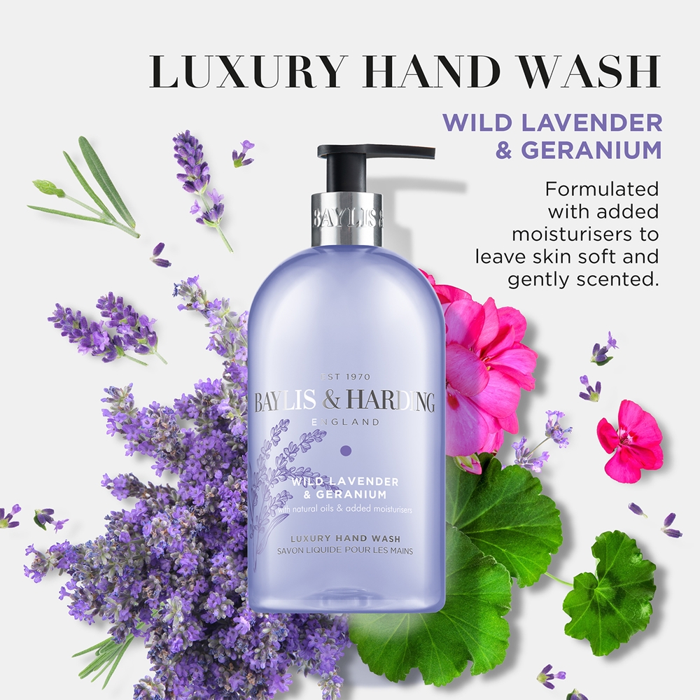Baylis & Harding Wild Lavender & Geranium liquid hand soap with ...