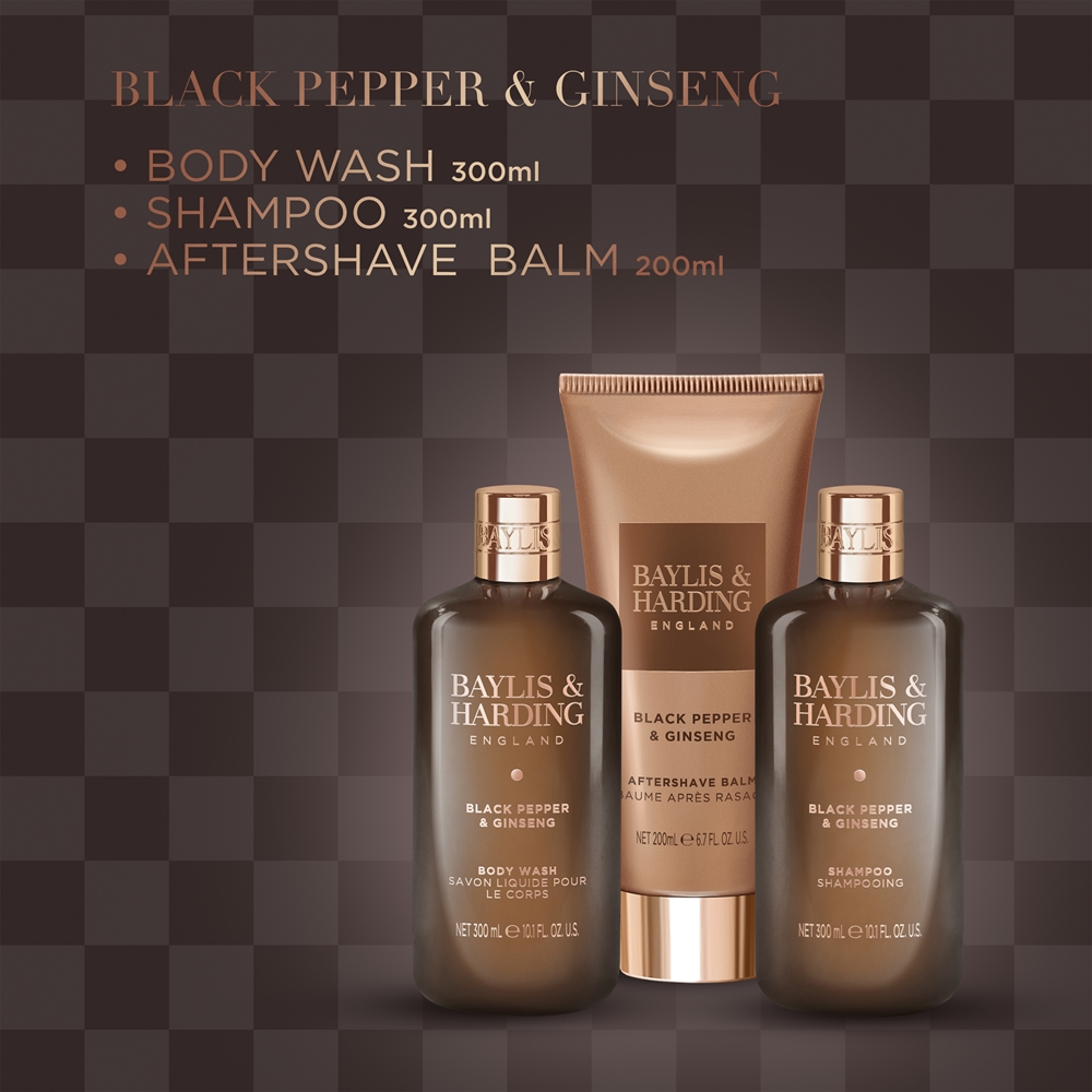 Baylis & Harding Black Pepper & Ginseng gift set for body and face ...