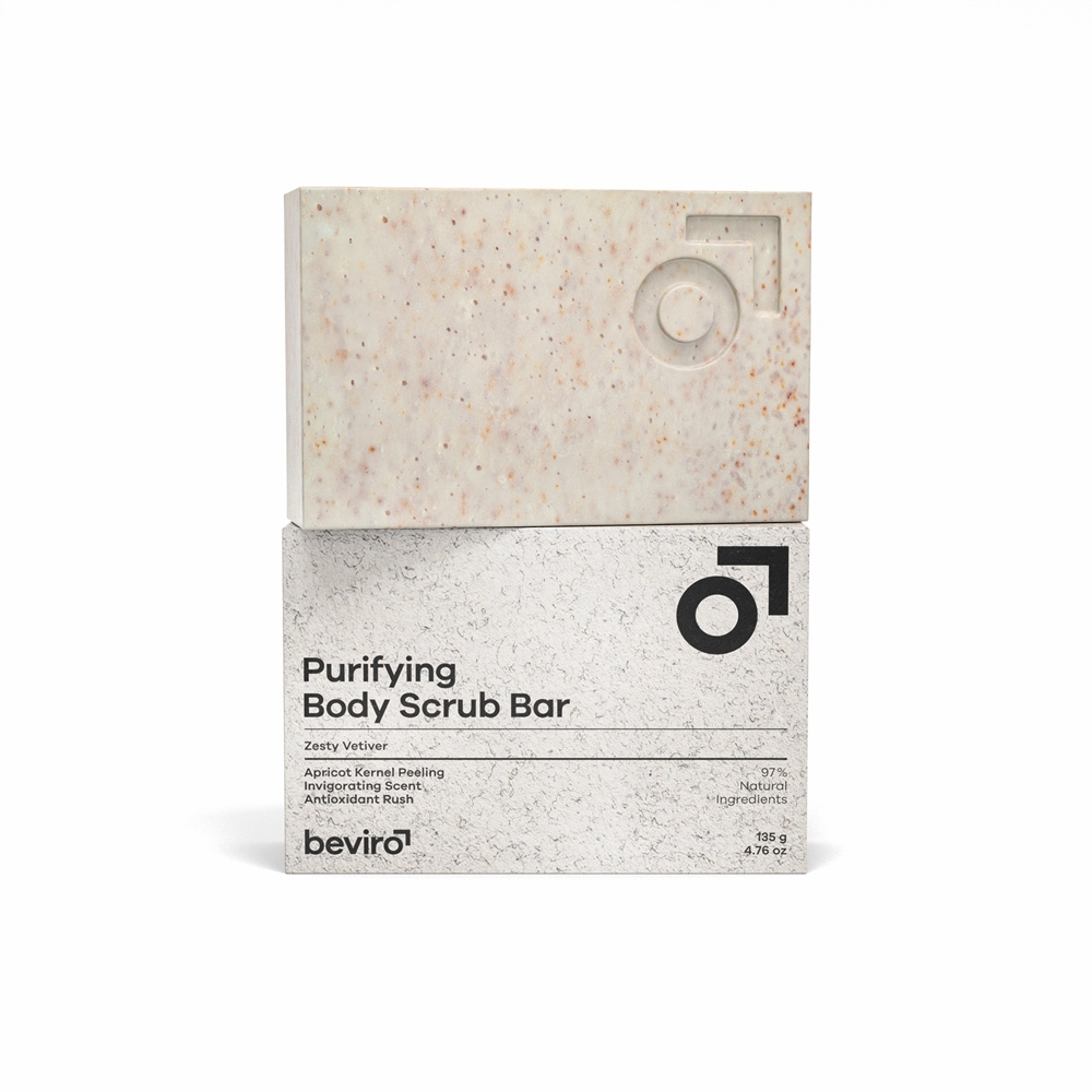 Beviro Purifying Body Scrub Bar Zesty Vetiver savon solide exfoliante ...
