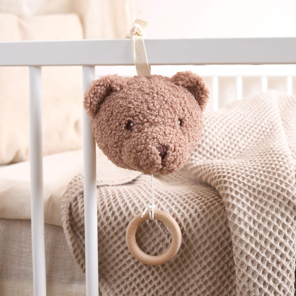 Bieco Musical Toy Bear Mika contrast hanging toy with melody | notino.ie