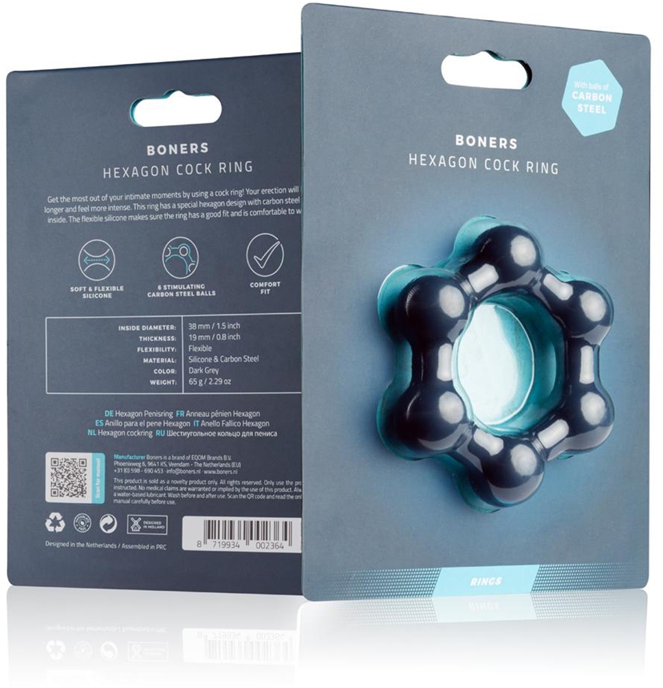 Boners Hexagon Cockring Steel Balls varpos žiedas | notino.lt
