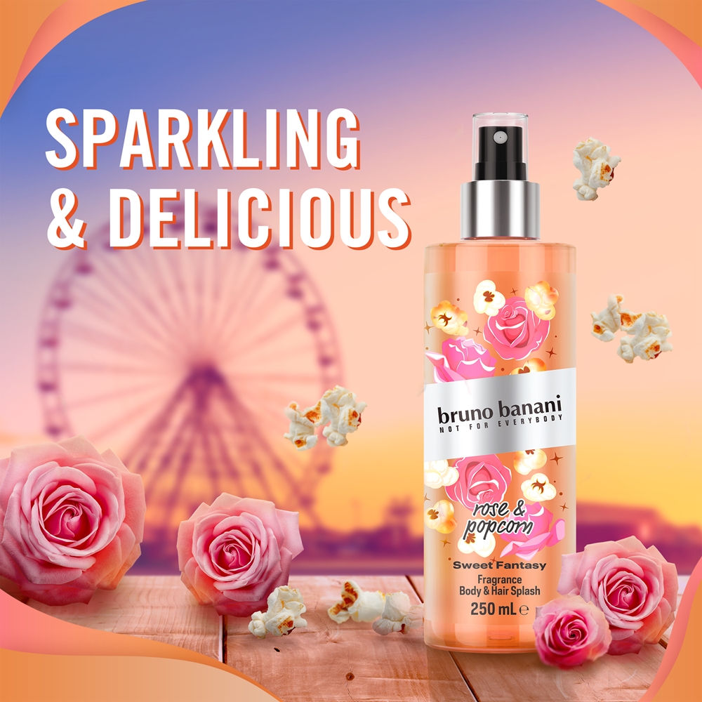 Bruno Banani Sweet Fantasy Rose & Popcorn Scented Body Spray for body ...