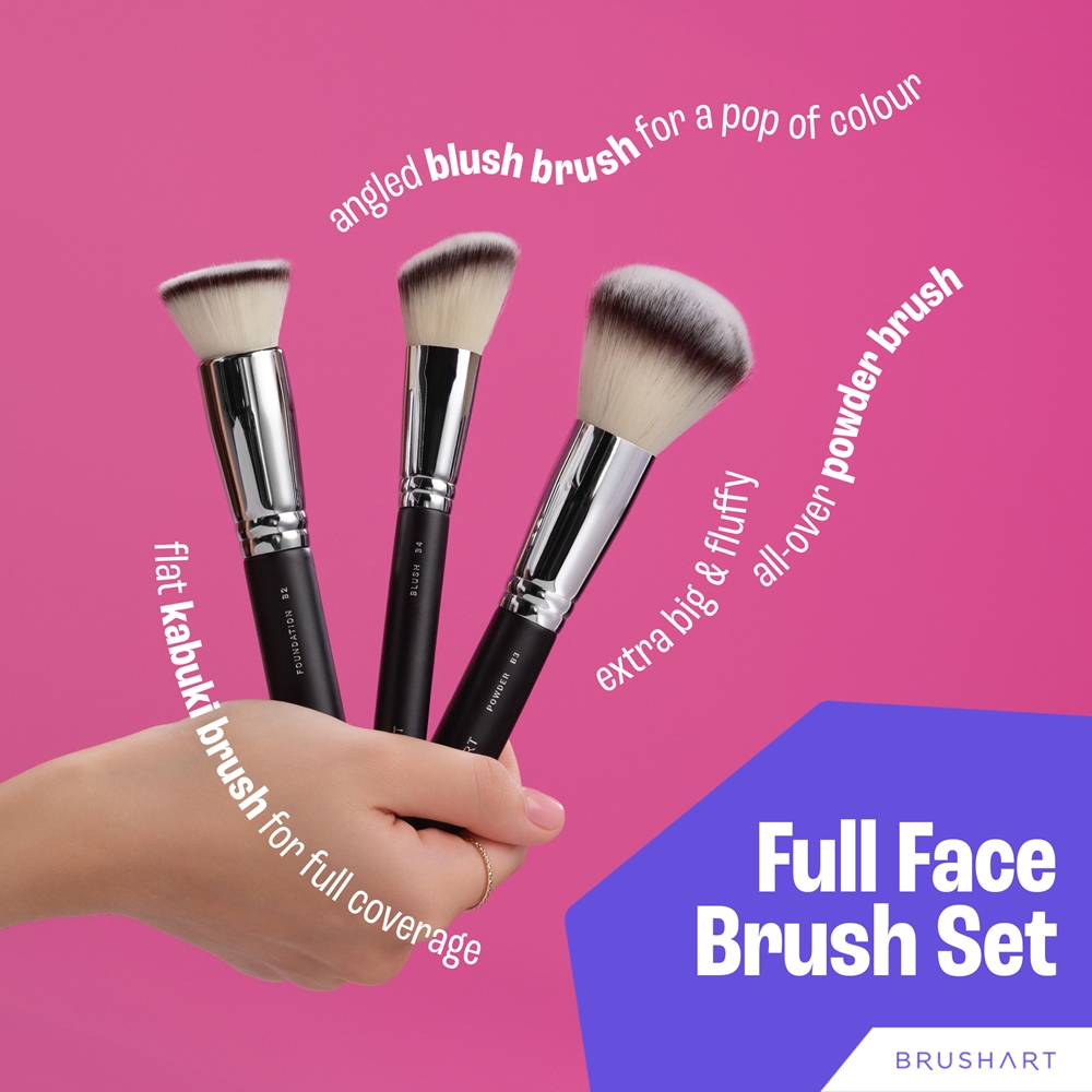 BrushArt Professional Full Face brush set with makeup pouch brush set ...