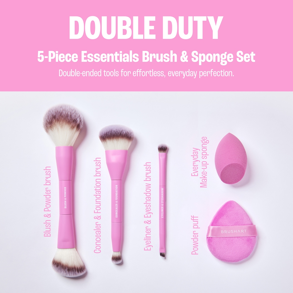 BrushArt Double Duty 5-Piece Essentials Brush & Sponge Set Brush Set ...