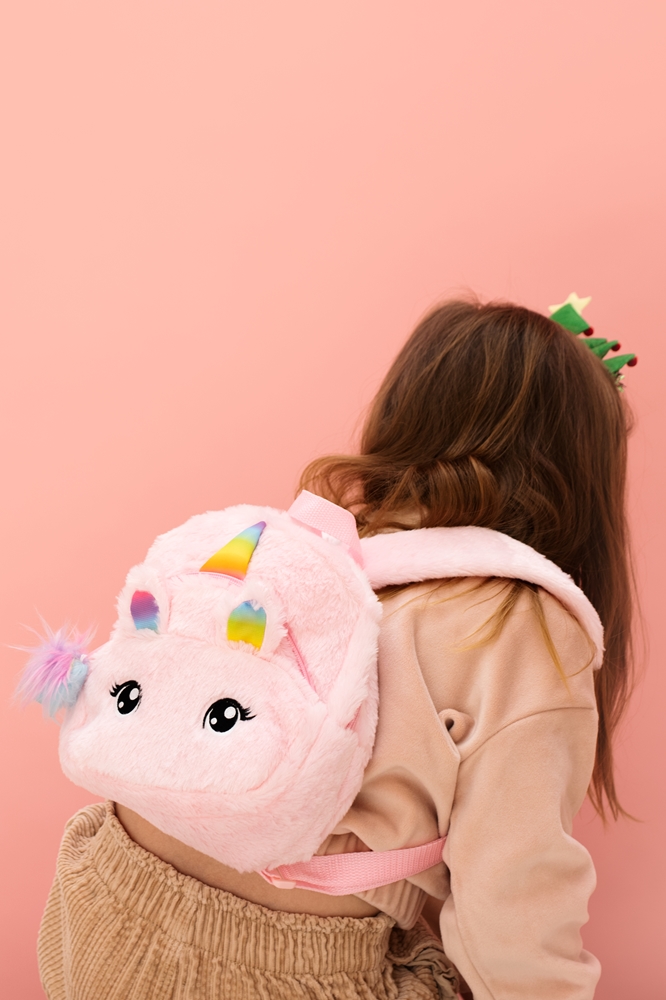 BrushArt KIDS Fluffy unicorn backpack Small children’s rucksack ...