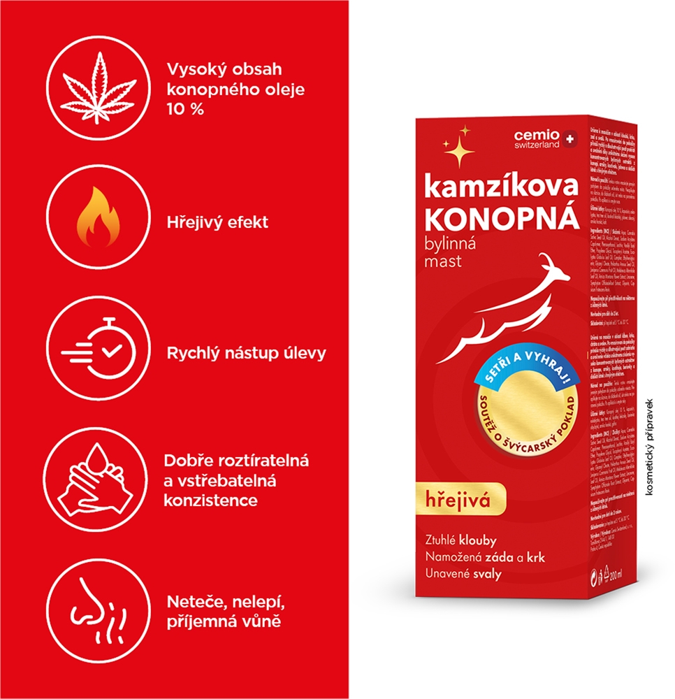 Cemio Kamzík hemp ointment herbal ointment with a warming effect ...