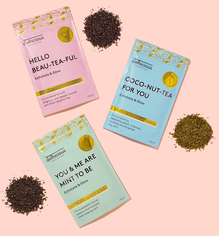 delhicious HELLO BEAU-TEA-FUL ORIGINAL BLACK TEA glättendes Body-Peeling