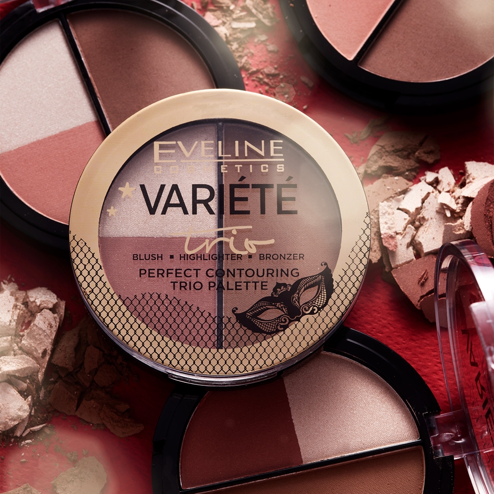 Eveline Cosmetics Variété Trio konturovací paletka 3 v 1 | notino.cz
