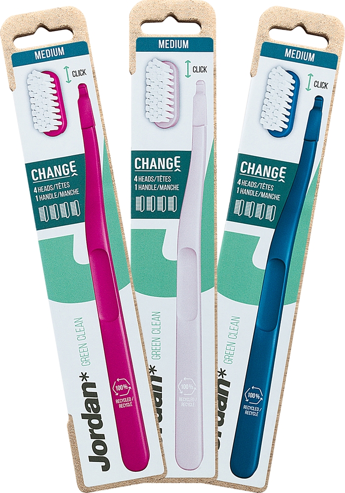 Jordan Change Green Clean Medium 4 head Toothbrush | notino.ie