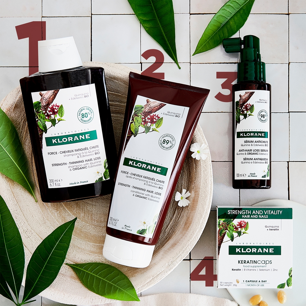 Klorane Quinine & Edelweiss Bio strengthening shampoo against hair loss ...