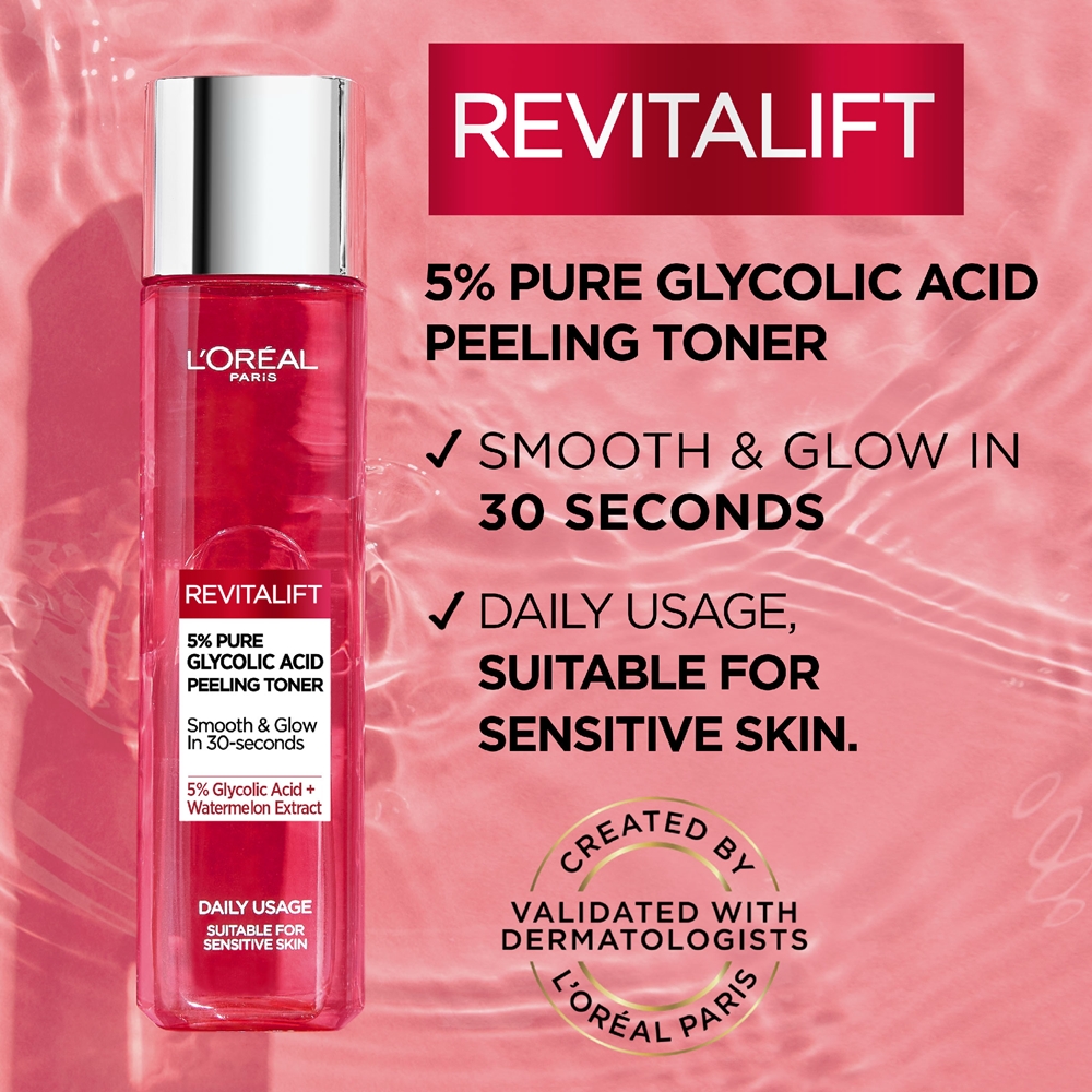 L’Oréal Paris Revitalift Glycolic peeling toner exfoliating toner ...