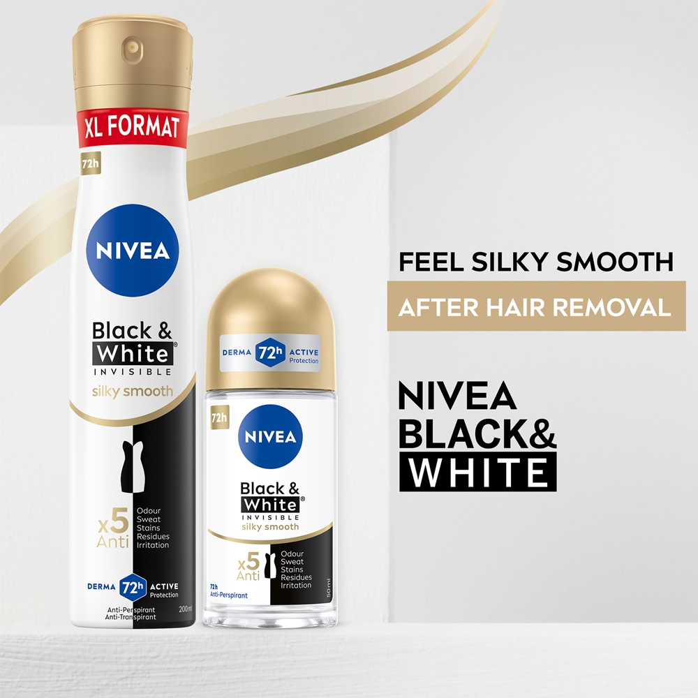 NIVEA Black & White Invisible Silky Smooth antiperspirant spray economy ...