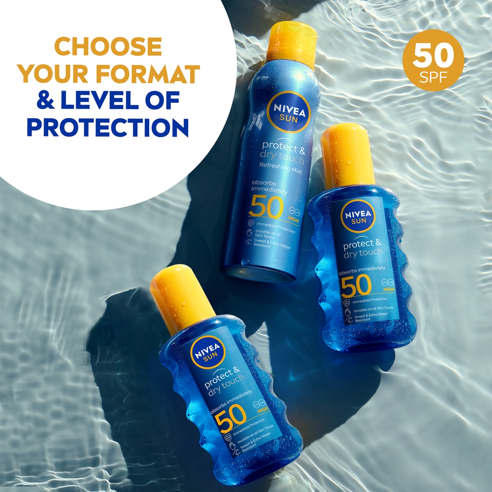 NIVEA SUN Protect & Dry Touch niewidzialny spray do opalania SPF 50