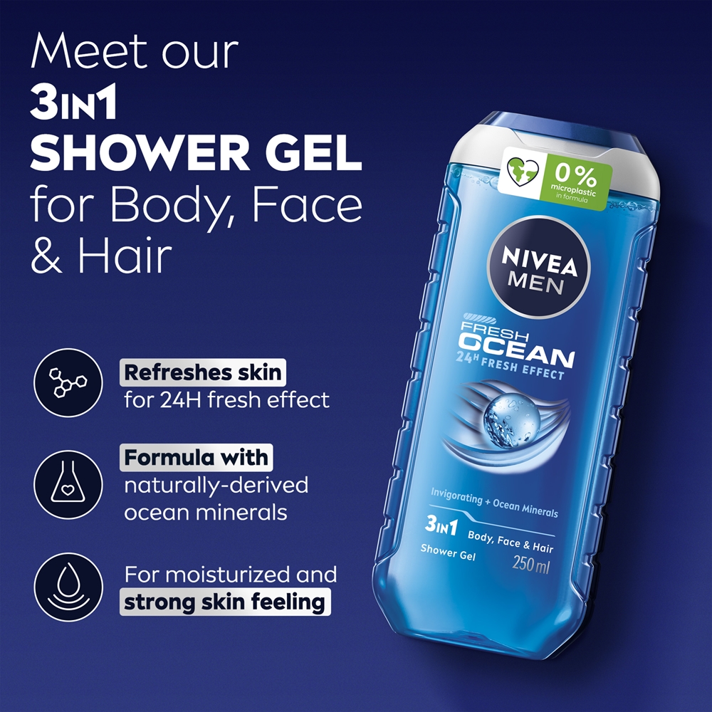 NIVEA MEN Fresh Ocean poživitveni gel za prhanje za moške | notino.si