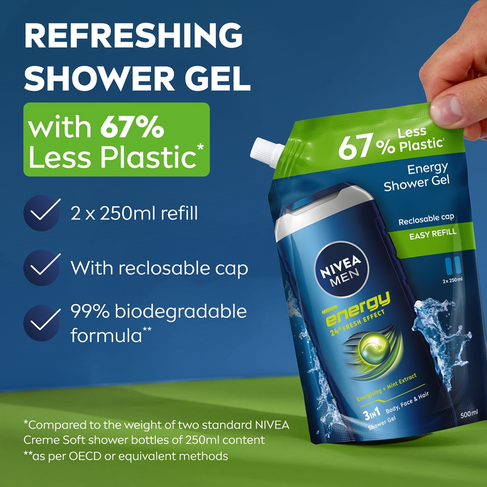 NIVEA MEN Energy shower gel for men refill | notino.co.uk