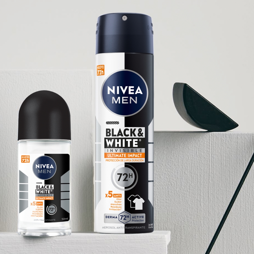 NIVEA MEN Invisible Black & White antitranspirante roll-on para homens ...