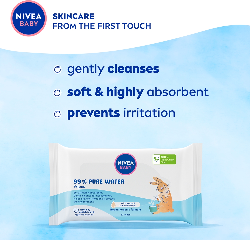 NIVEA BABY Pure Water Uppfriskande våtservetter | notino.se