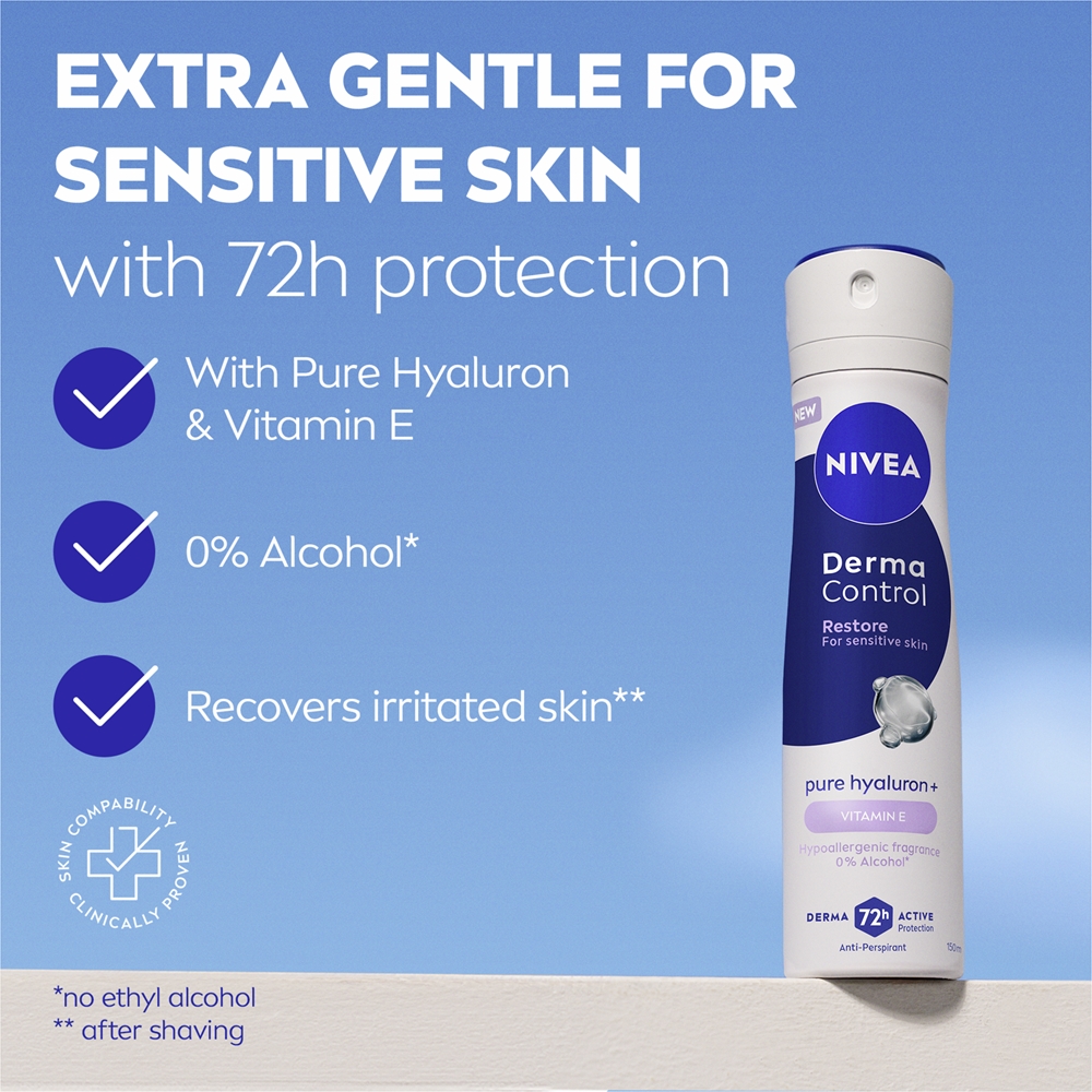 NIVEA Derma Control Restore Antiperspirant Spray for sensitive skin ...