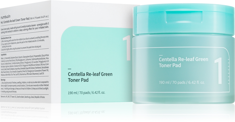 Numbuzin No. 1 Centella Re-Leaf Green Toner Pad toner pads with ...