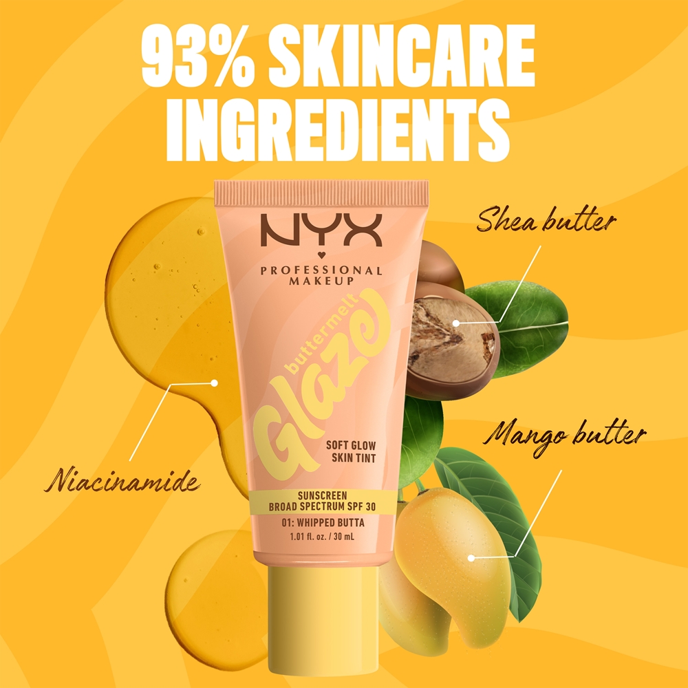 NYX Professional Makeup Buttermelt Glaze Radiance Tinted Fluid SPF 30 ...