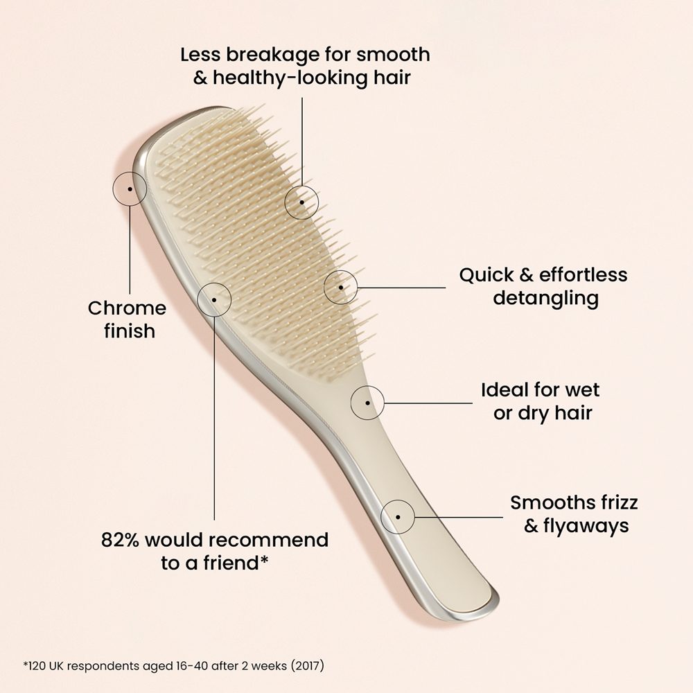Tangle Teezer Ultimate Detangler Chrome Flat Brush for straight and ...