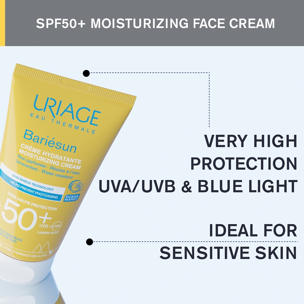 Uriage Bariésun Fragrance-Free Cream SPF 50+ creme protetor para rosto sem perfume SPF 50 ...