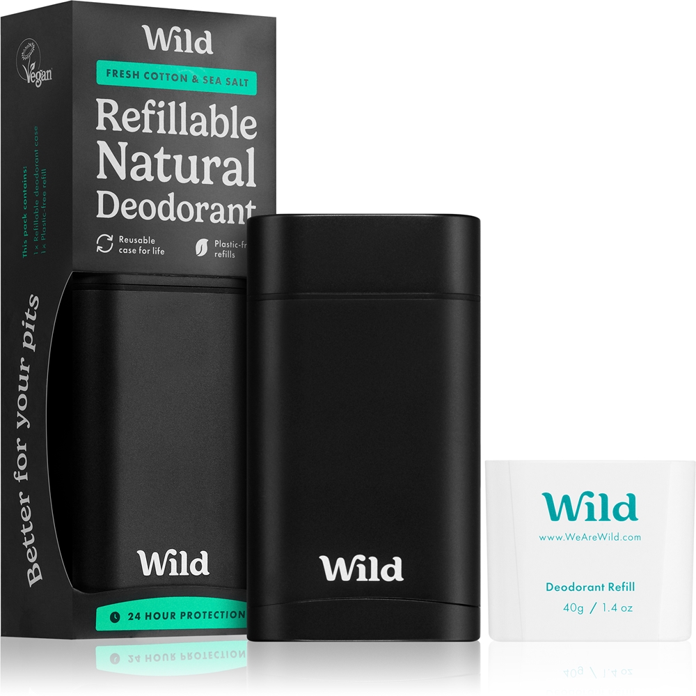 Wild Fresh Cotton & Sea Salt Men's Black Case Deo-Stick + Etui