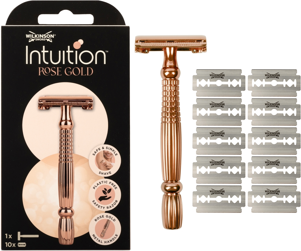 Wilkinson Sword Intuition Rose Gold Razor Raseerija + varuotsikud 10 tk ...