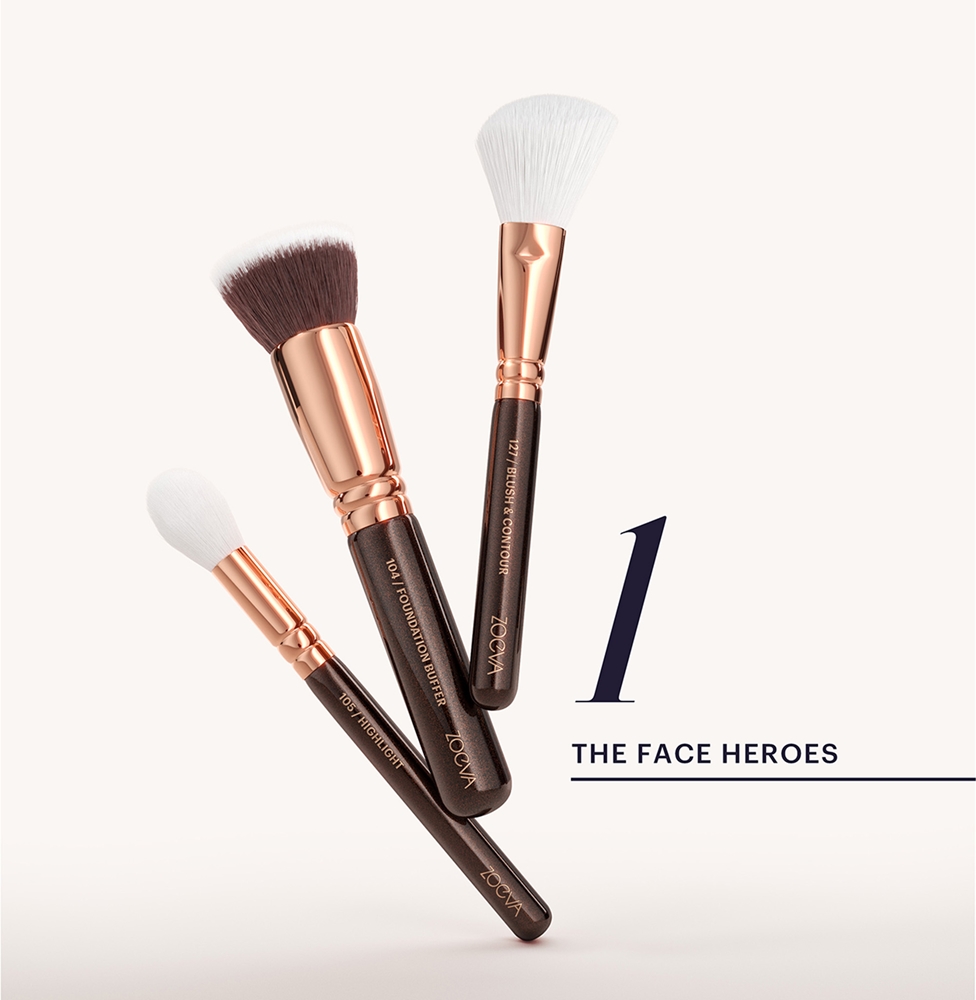 ZOEVA The Complete Brush Set Rose Golden Edition brush set with pouch ...