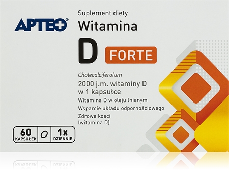 Apteo Witamina D Forte kapsułki do wspomagania zdrowia kości i zębów