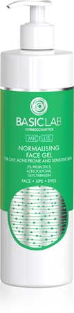 BasicLab Dermocosmetics Micellis odos būklę normalizuojantis gelinis valiklis riebiai, į aknę ...