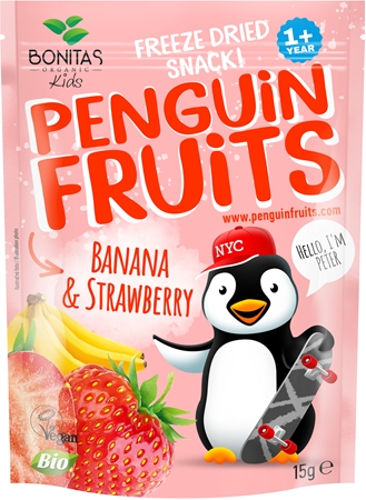 Bonitas Penguin Fruits Banana & Strawberry mrazom sušené ovocie v BIO ...