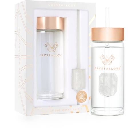 Crystallove Amethyst Straw Water Bottle стъклена бутилка за вода със ...
