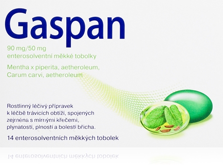 Gaspan Gaspan 90mg/50mg enterosolventní měkké tobolky k léčbě trávicích ...
