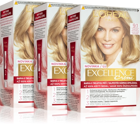 L’Oréal Paris Excellence Creme Hair Color 9.1(economy pack) shade ...