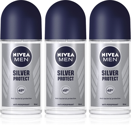 Nivea Men Silver Protect rutulinis antiperspirantas 3 x 50 ml (48 val.) | notino.lt