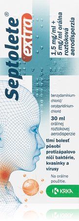 Septolete Septolete Extra 1,5mg+5mg orálna aerodisperzia na úľavu od ...