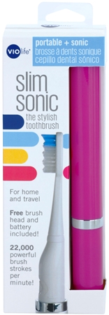 Violife Slim Sonic Purple Battery-Powered Sonic Toothbrush with ...