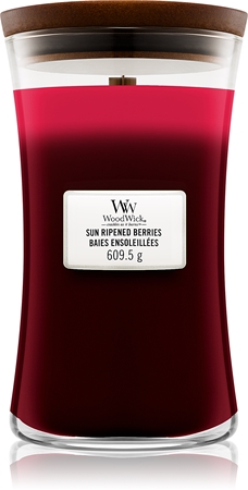 Woodwick Trilogy Sun Ripened Berries scented candle with wooden wick ...