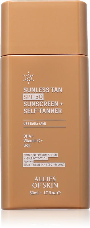 Allies of Skin Sunless Tan SPF 50 Sunscreen + Self-Tanner Sunscreen ...
